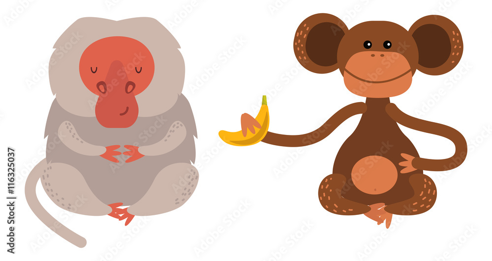 Cartoon monkey vector illustration. Monkey animal and jungle cartoon ...