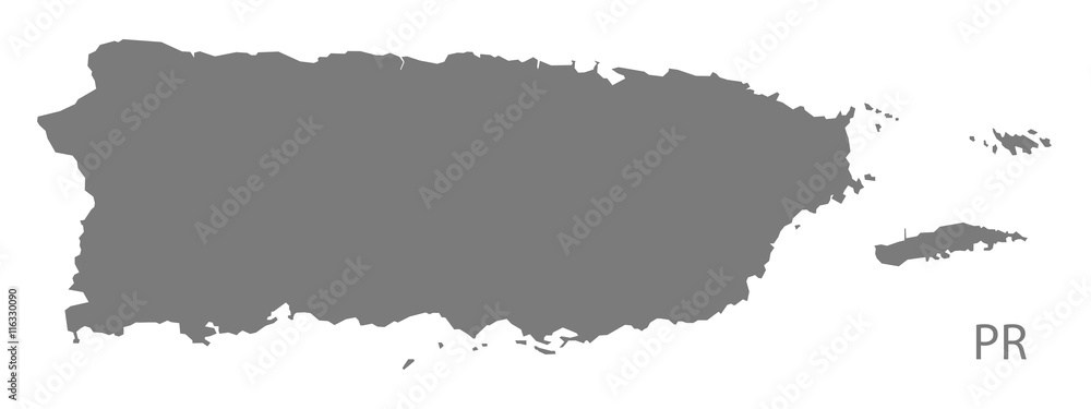 Puerto Rico Map grey Stock Vector | Adobe Stock