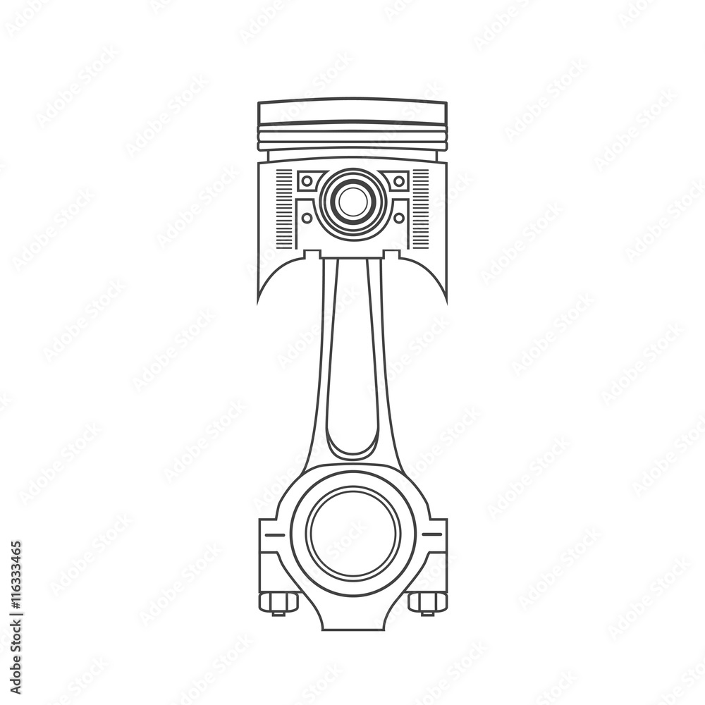Iron car piston in a drawing style. vector illustration Stock Vector ...
