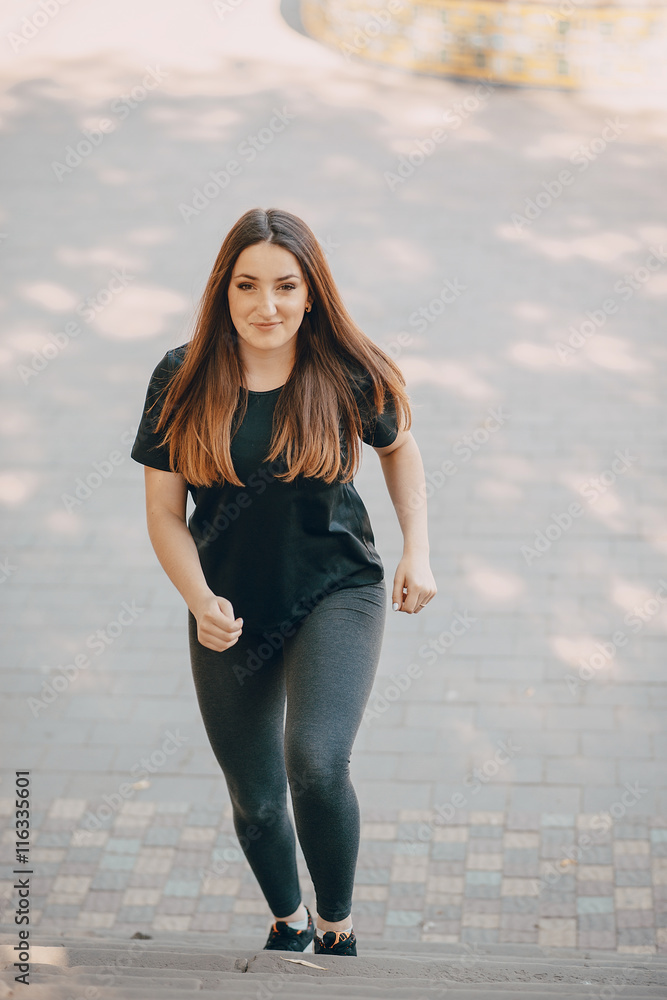 Fitness girl on a walk Stock Photo | Adobe Stock