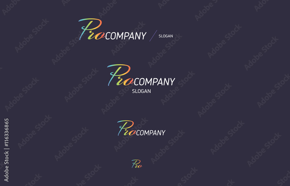 Cursive pro colored letter flat logo Stock Vector | Adobe Stock