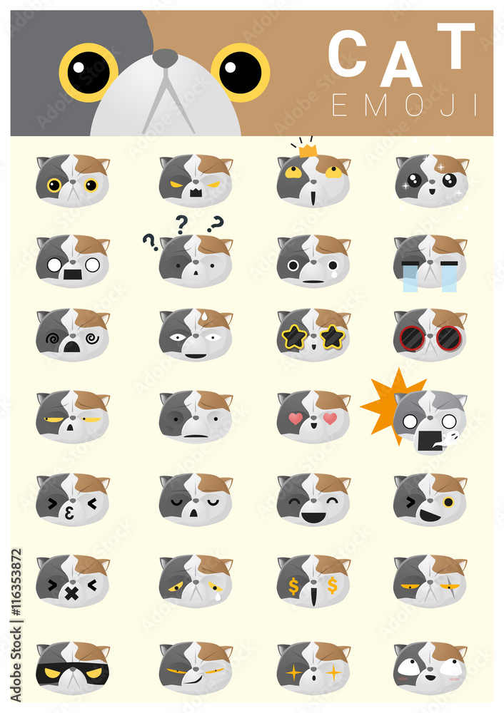 Cat emoji icons , vector , illustration Stock Vector | Adobe Stock