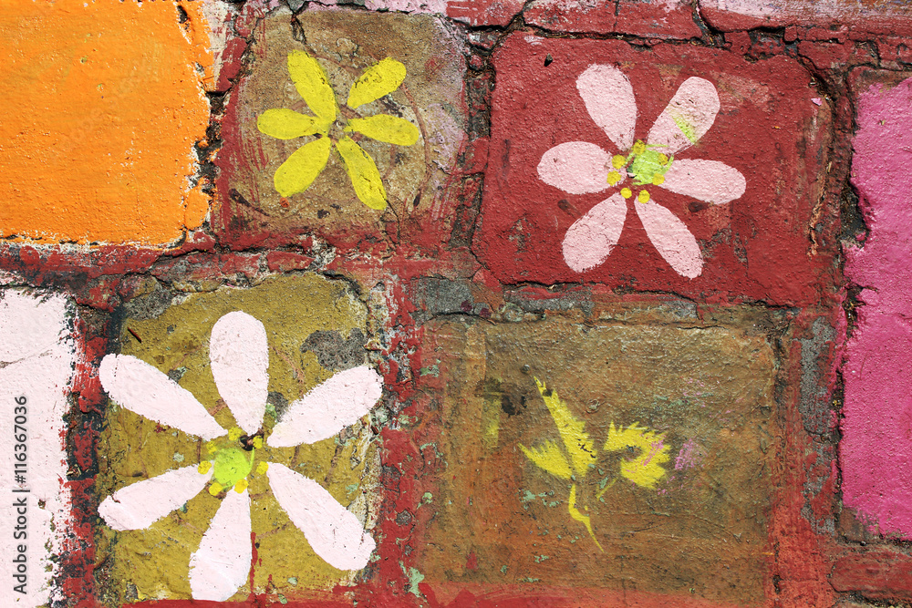 A colorful hand painted tile and stone background (Backgrounds and ...