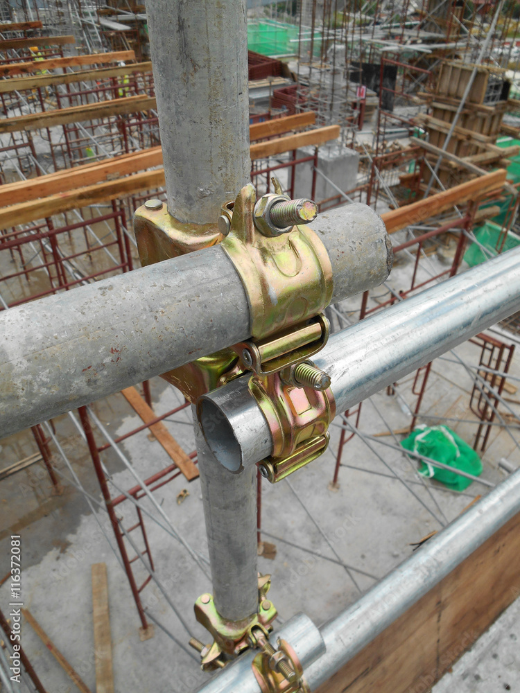 SELANGOR, MALAYSIA -JULY 10, 2016: Scaffolding connector detail at the ...