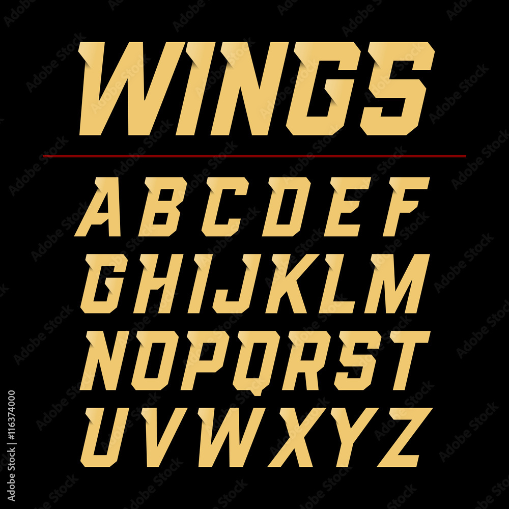 Wings font, dynamic style alphabet letters Stock Vector | Adobe Stock