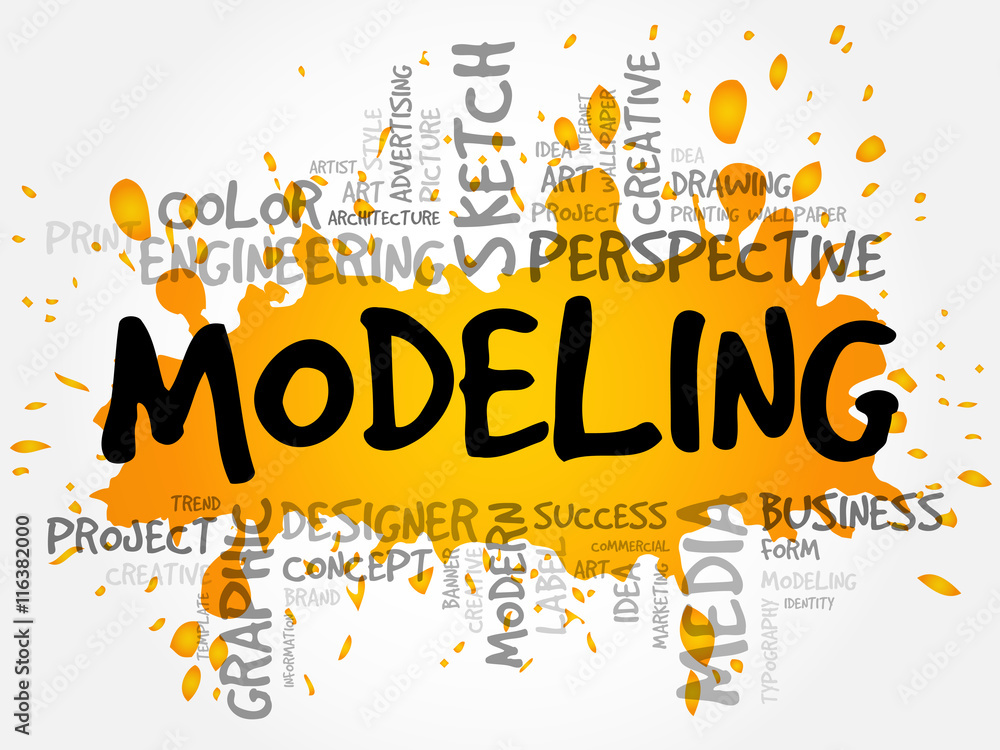 MODELING word cloud, creative business concept background Stock Vector ...