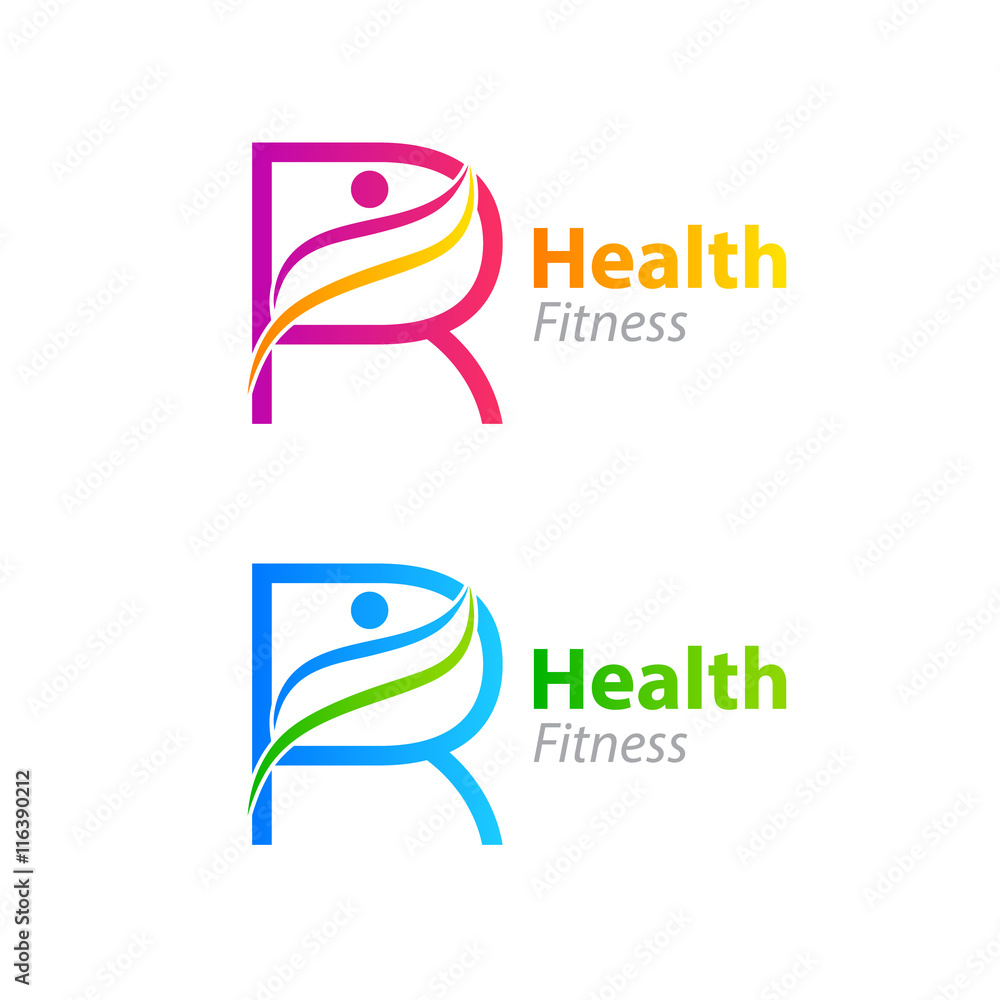 Abstract letter R logo design template with Health Fitness Logo Stock ...