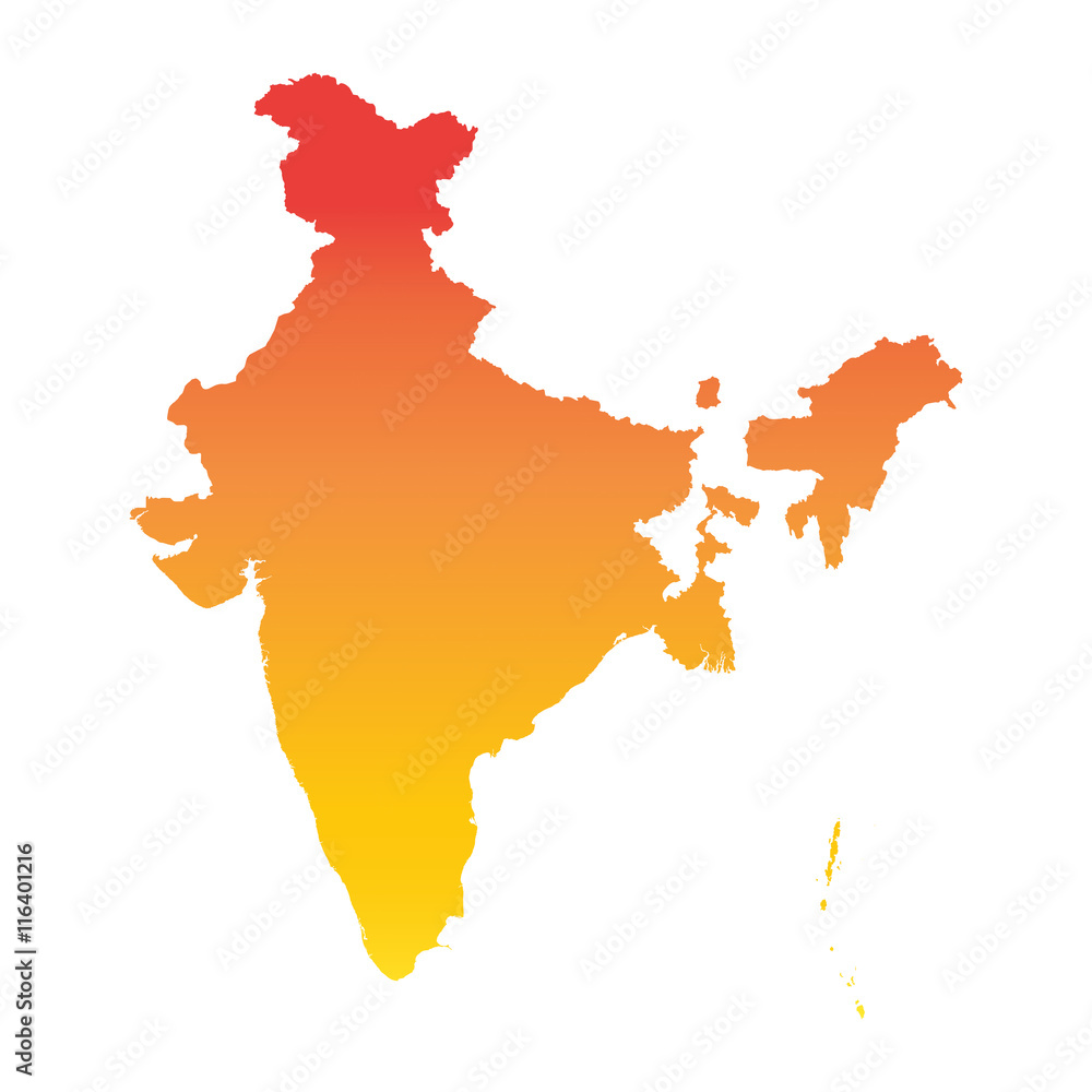 India map. Colorful orange vector illustration Stock Vector | Adobe Stock