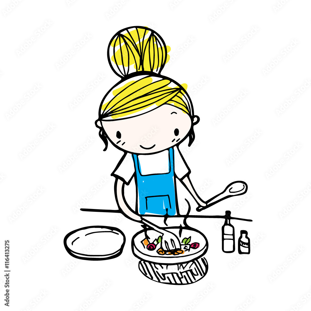 Cartoon Girl Cooking
