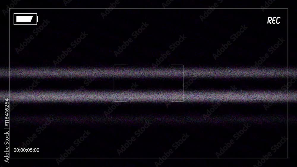 VHS camera recording viewfinder with static noise and fast forward ...