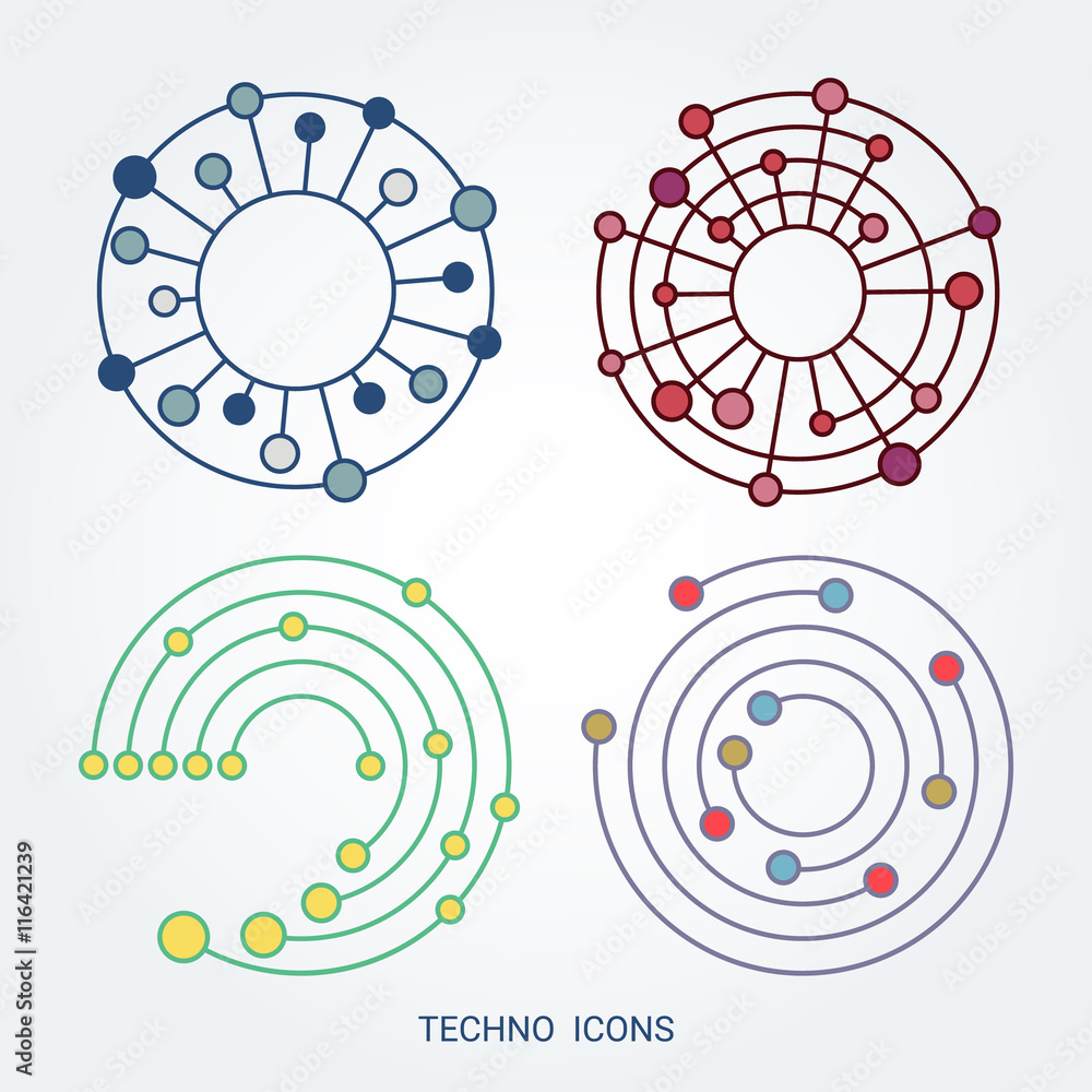 Vector linear circles, spiral abstract logos and round shapes. Design ...