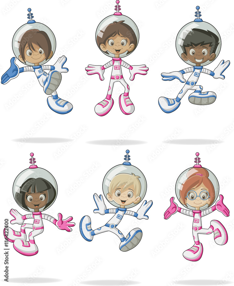Astronaut cartoon characters in outer space suit Stock Vector | Adobe Stock