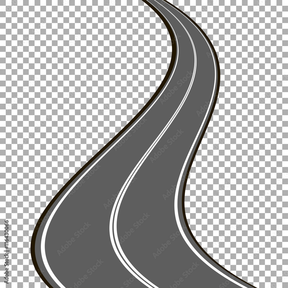 Vector curved road with white markings Stock Vector | Adobe Stock