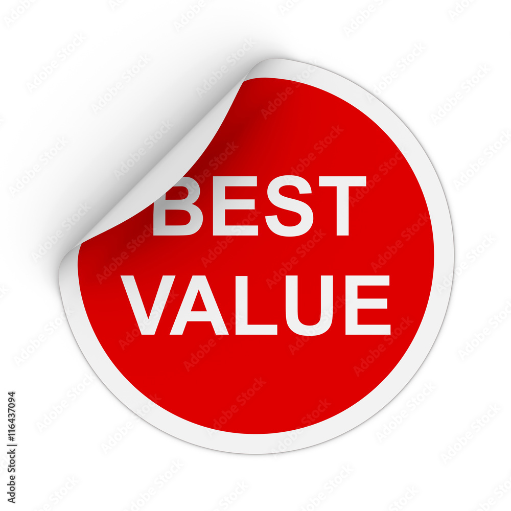 Best Value Text Red Circle Sticker with Peeling Corner 3D Illustration ...