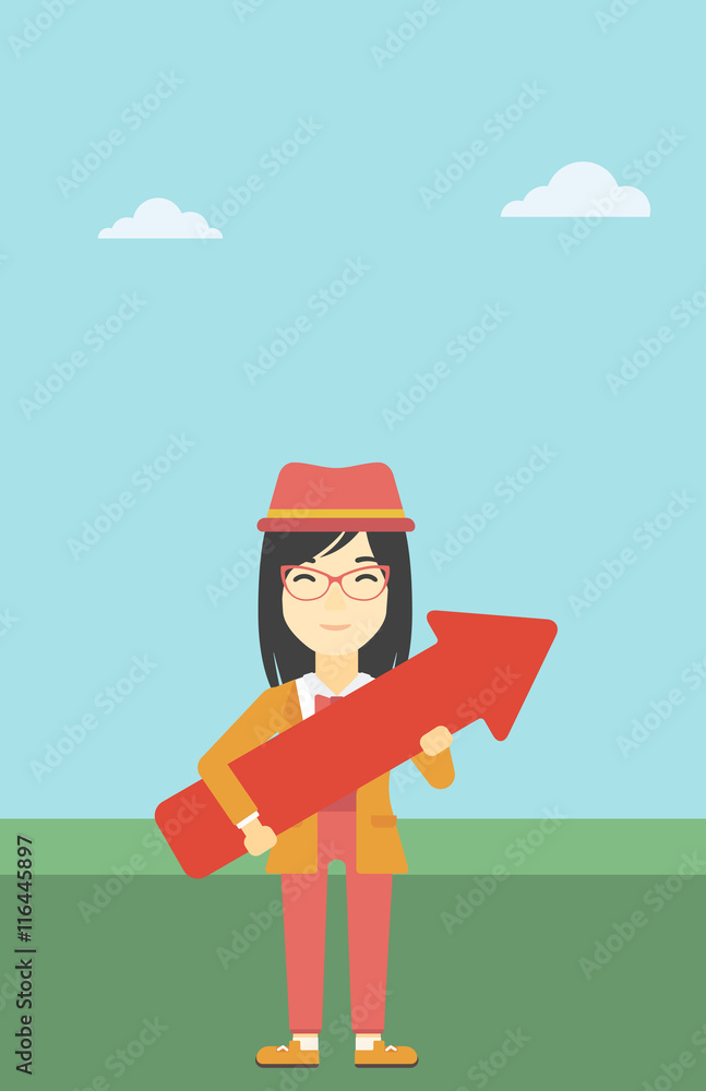 Business woman with arrow up vector illustration. Stock Vector | Adobe ...