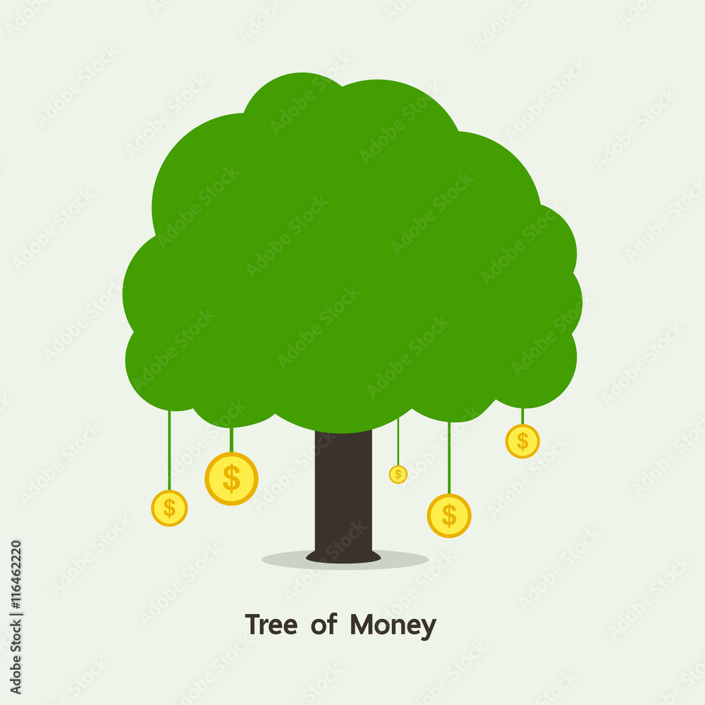 Tree of money, Financial tree have gold fruit coins. Investment Stock ...