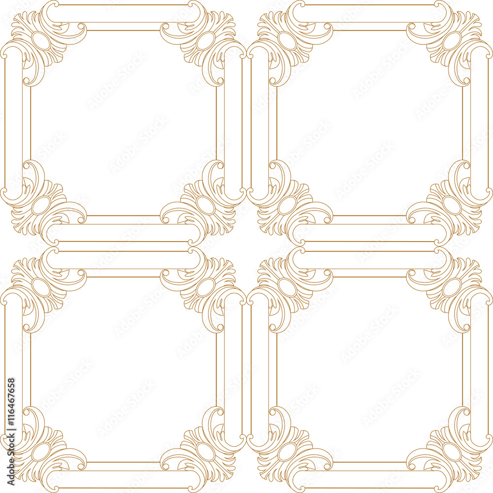 Golden vintage baroque border, frame, caisson. Vector. Stock Vector ...