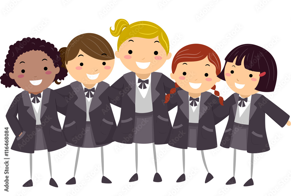 Stickman Girls Winter Uniform Stock Vector | Adobe Stock
