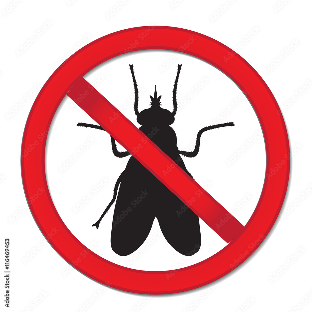 Red sign ban fly. Stop sign of an insect. Vector illustration Stock ...