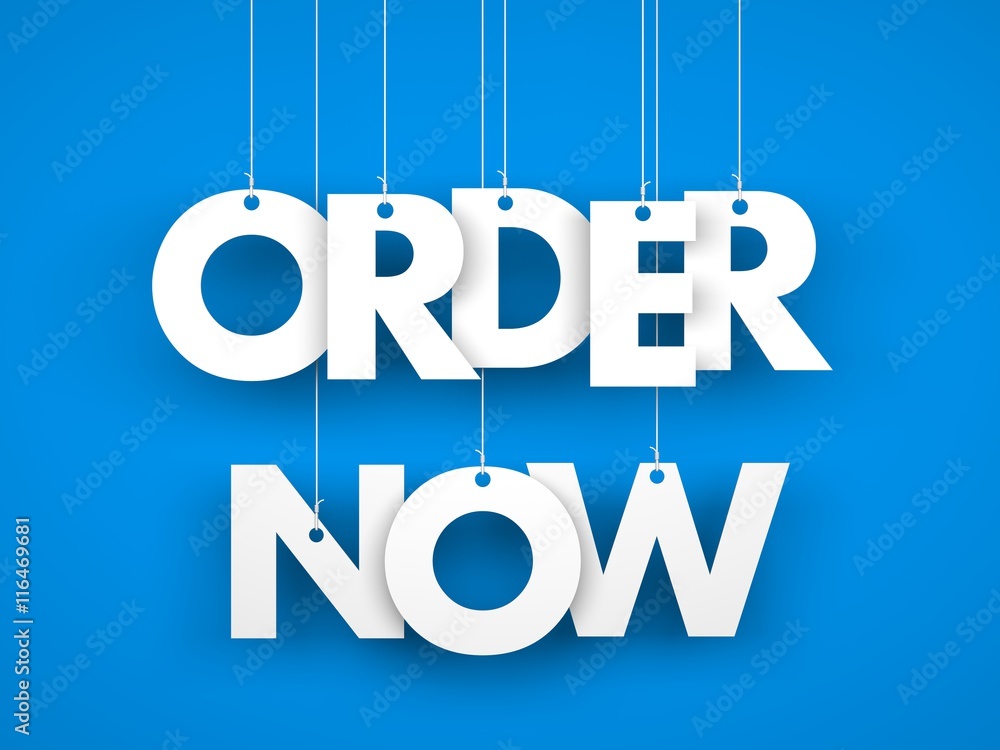 Order now - word hanging on orange background. 3d illustration Stock ...
