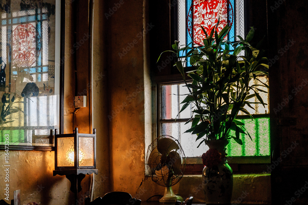 window of an old Chinese cafe in kuala lumpur, Malaysia Stock Photo ...