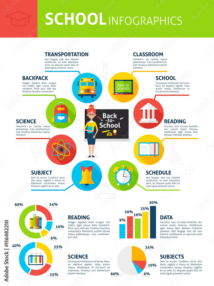 School Teaching Infographics Stock Vector | Adobe Stock