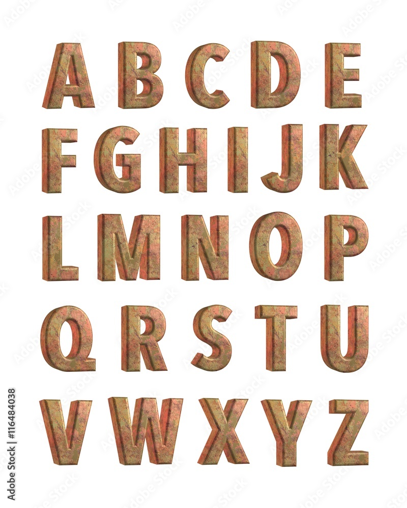 3D alphabets on isolated white background. Stock Illustration | Adobe Stock