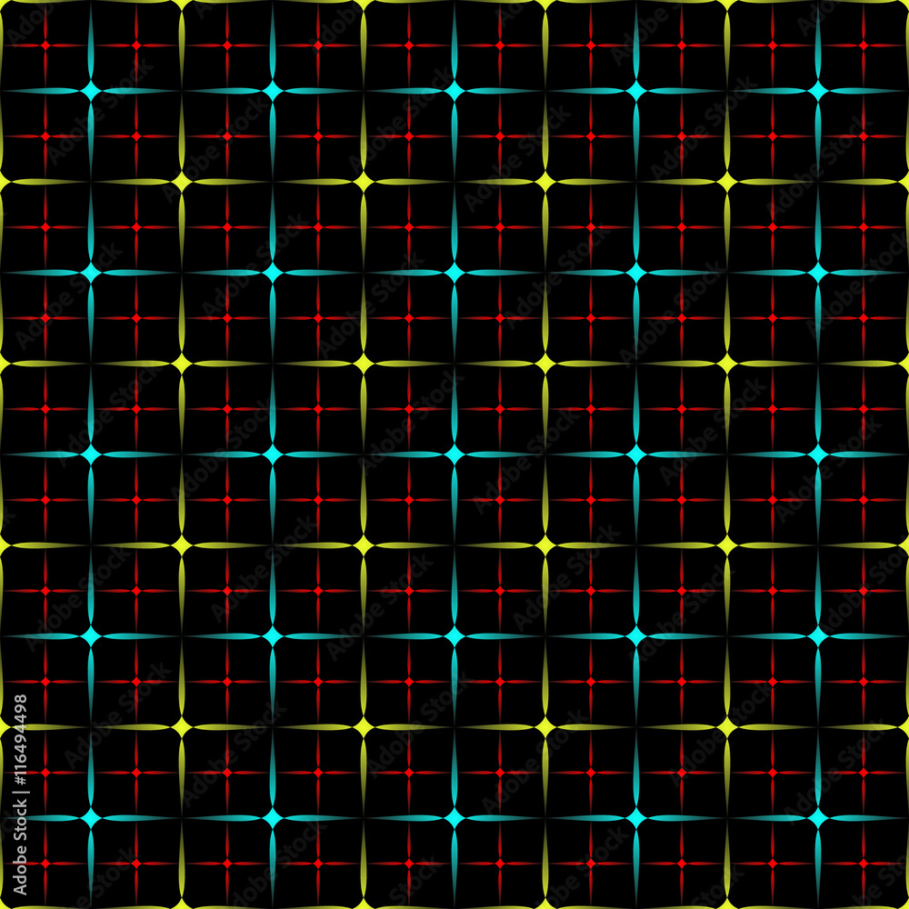 Neon diamonds. Pattern or background of multicolored neon stars on a ...
