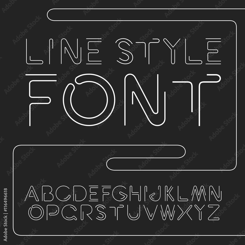 Vector linear font - simple and minimalistic alphabet in line style ...