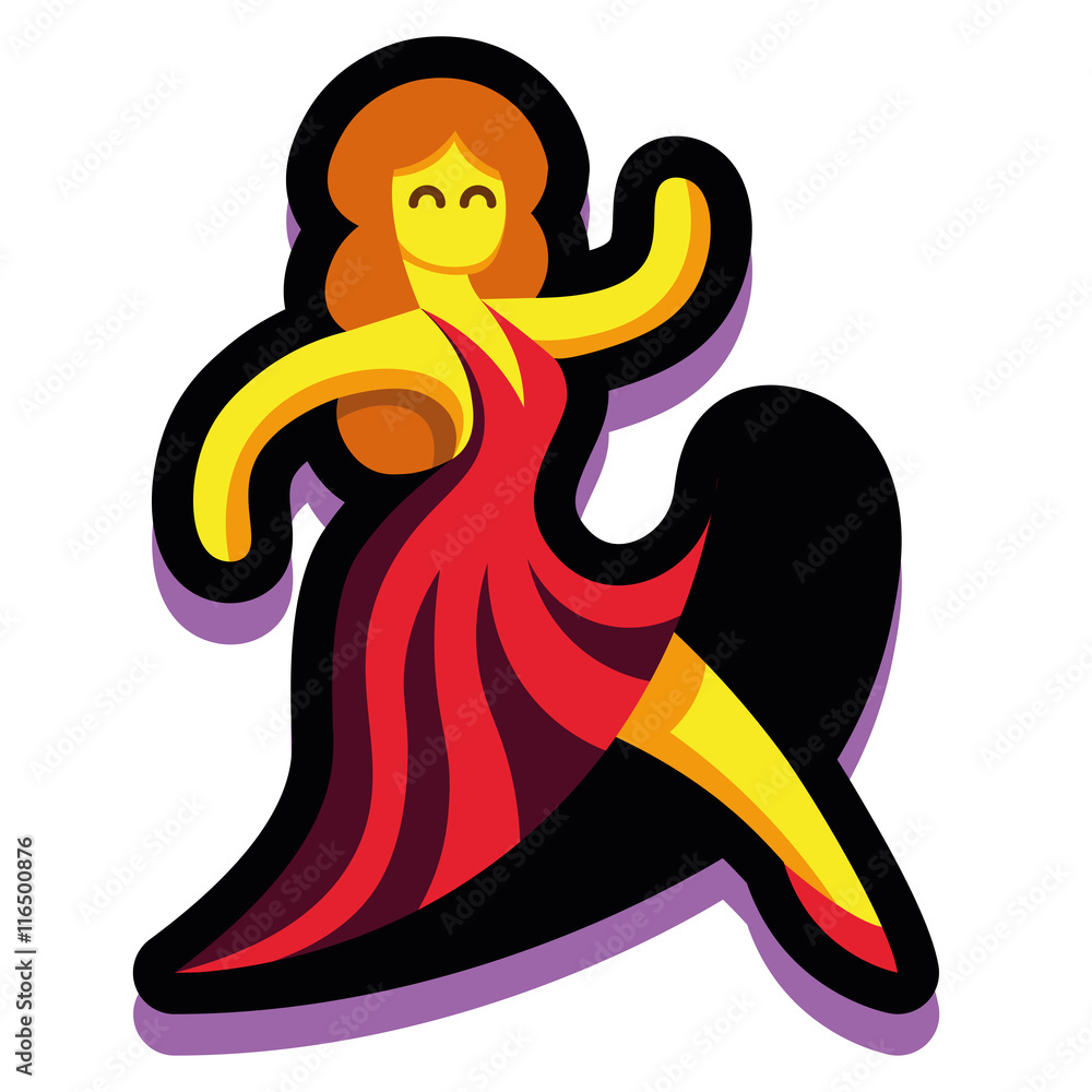 Lady Dancer Isolated On White Background Stock Vector | Adobe Stock