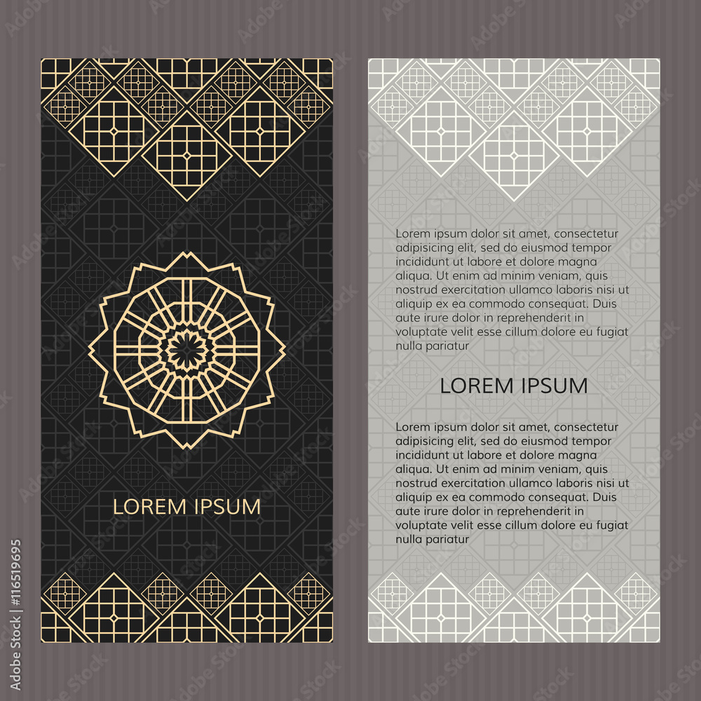 Set of two vector cards. Islamic design vector template. Booklet ...
