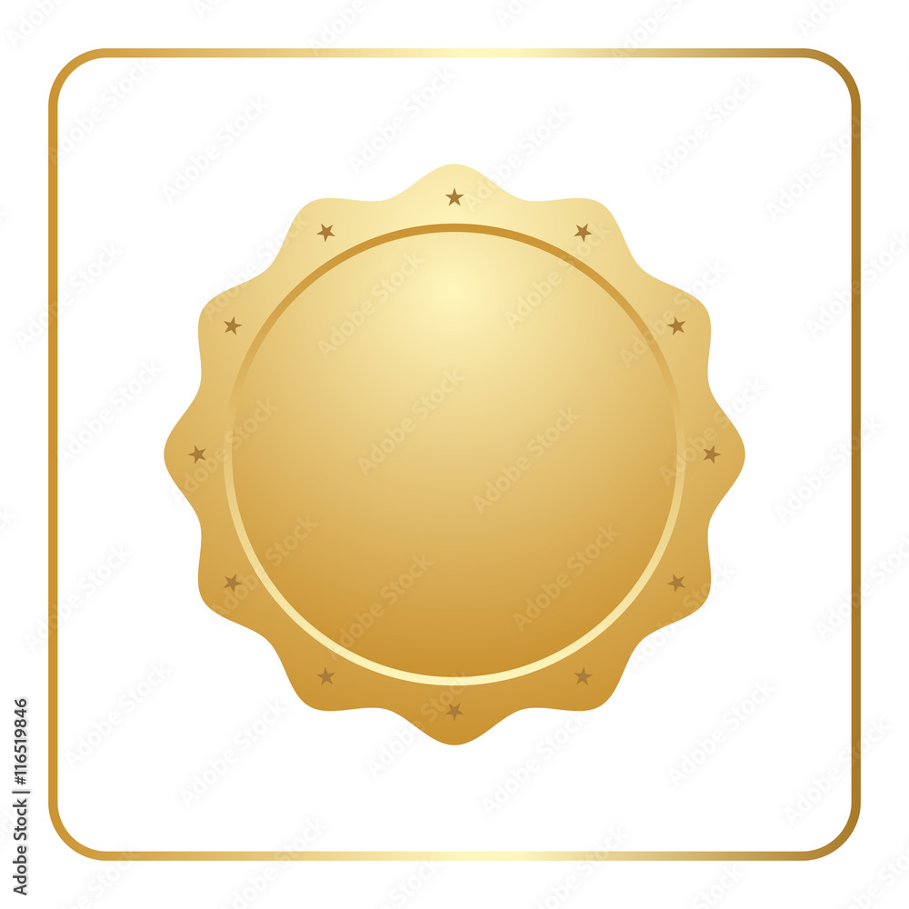 Seal award gold icon. Blank medal with stars isolated on white ...