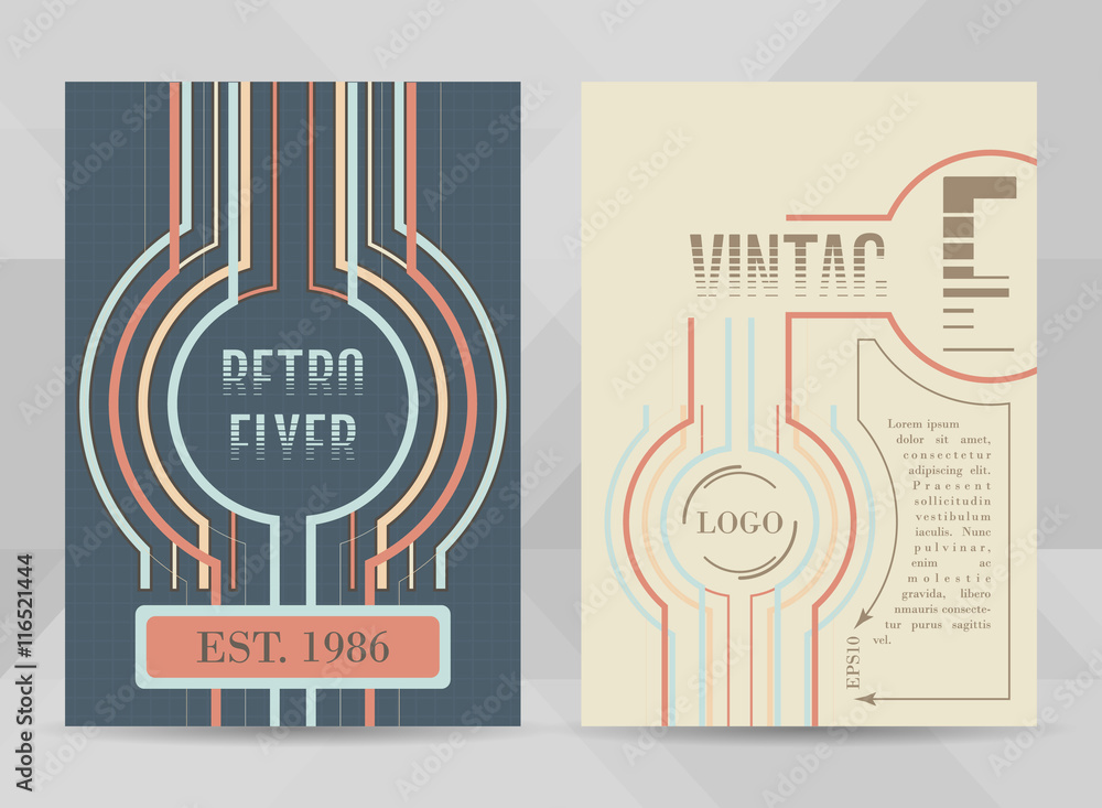 Retro flyer template A4 size. Business brochure, cover design or ...