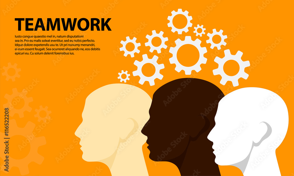 Teamwork business concept, team with mechanism system. Vector ...