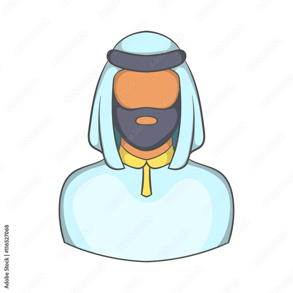Male arab icon in cartoon style isolated on white background. People ...
