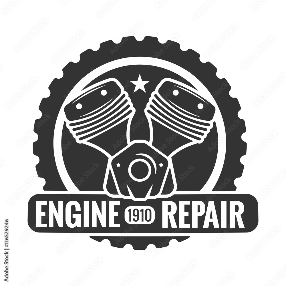 Repair Service. Motorcycle engine. Logo emblem template. Stock Vector ...