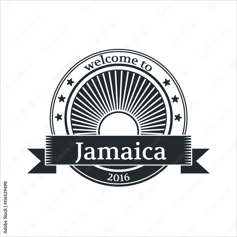Welcome to Jamaica emblem. Rising sun logo Stock Vector | Adobe Stock