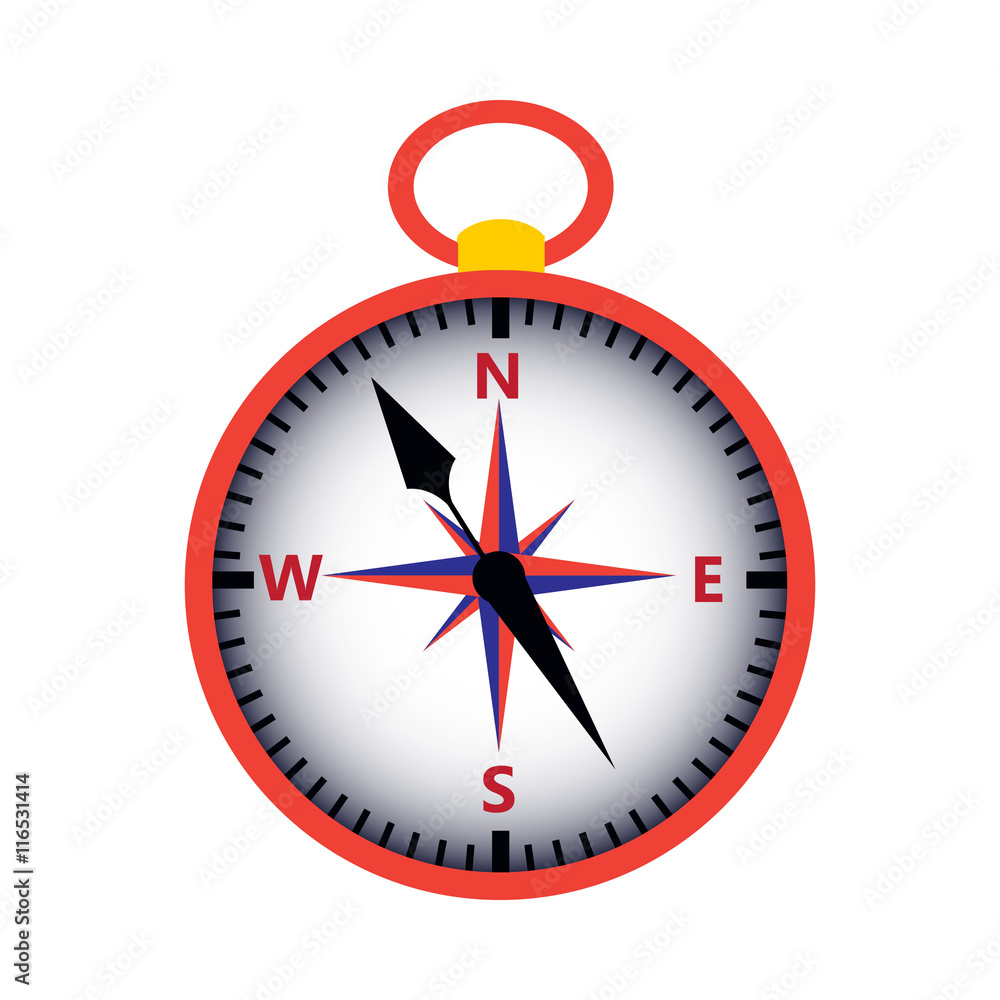Red compass isolated over white Stock Vector | Adobe Stock