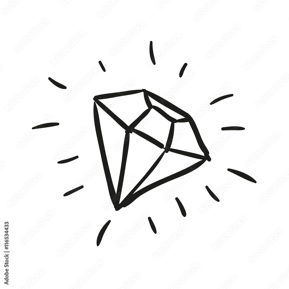 Vector Illustration of a Hand Drawn Diamond Doodle Stock Vector | Adobe ...