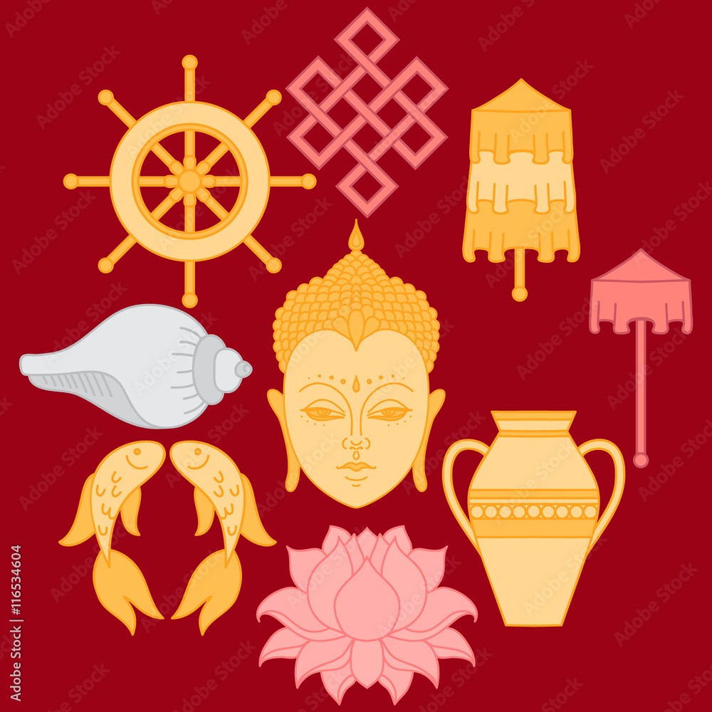 Buddhist symbolism, The 8 Auspicious Symbols of Buddhism, Right-coiled ...