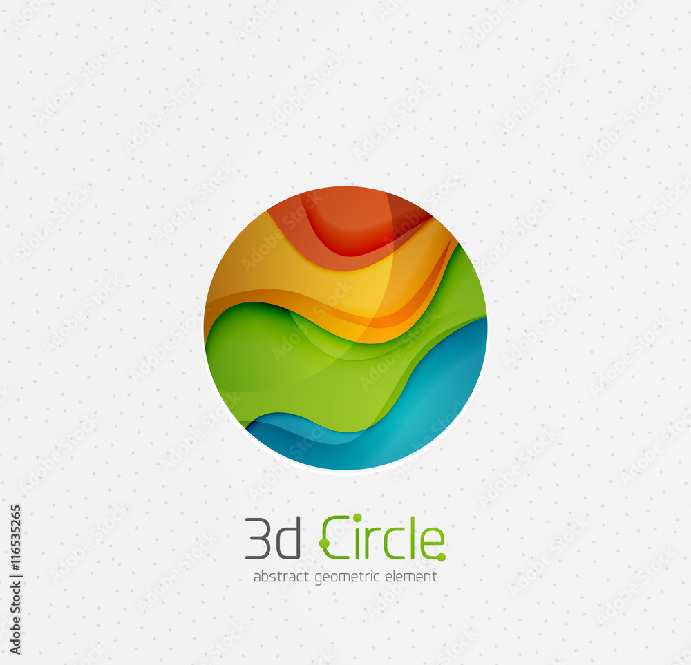 Abstract brand logo design on white. Circle with bold relief effect ...