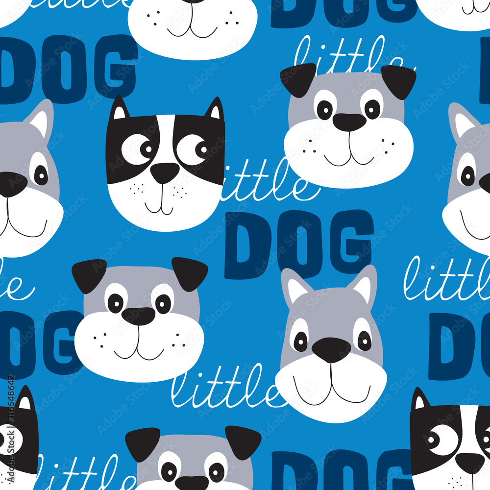 seamless blue dog pattern vector illustration Stock Vector | Adobe Stock