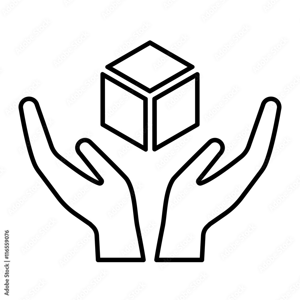 Handle with care line icon. Cargo is fragile or requires special care ...