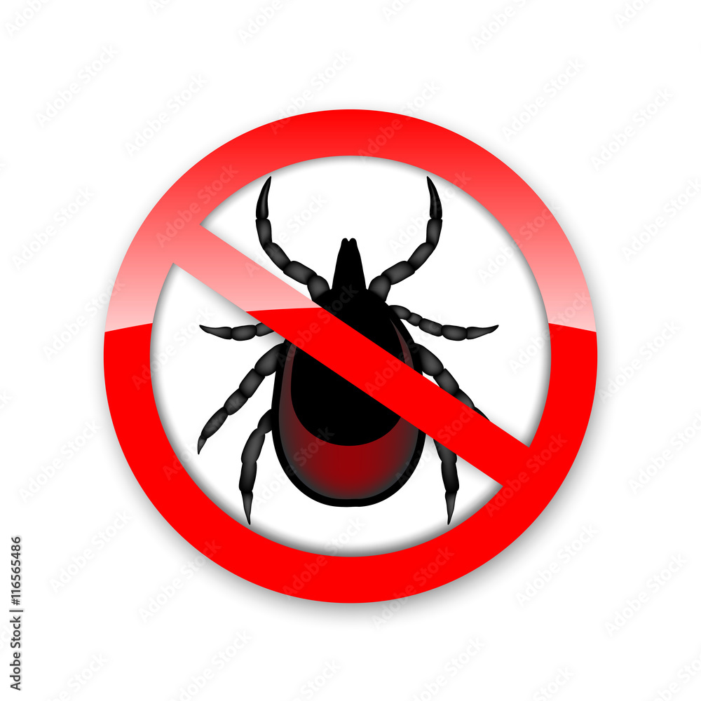 Ticks stop sign. Mite warning sign. Encephalitis parasite icon. Stock ...