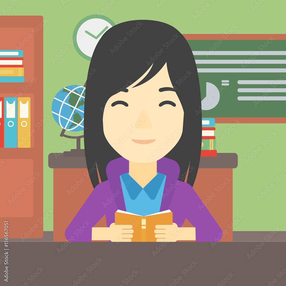 Student reading book vector illustration. Stock Vector | Adobe Stock