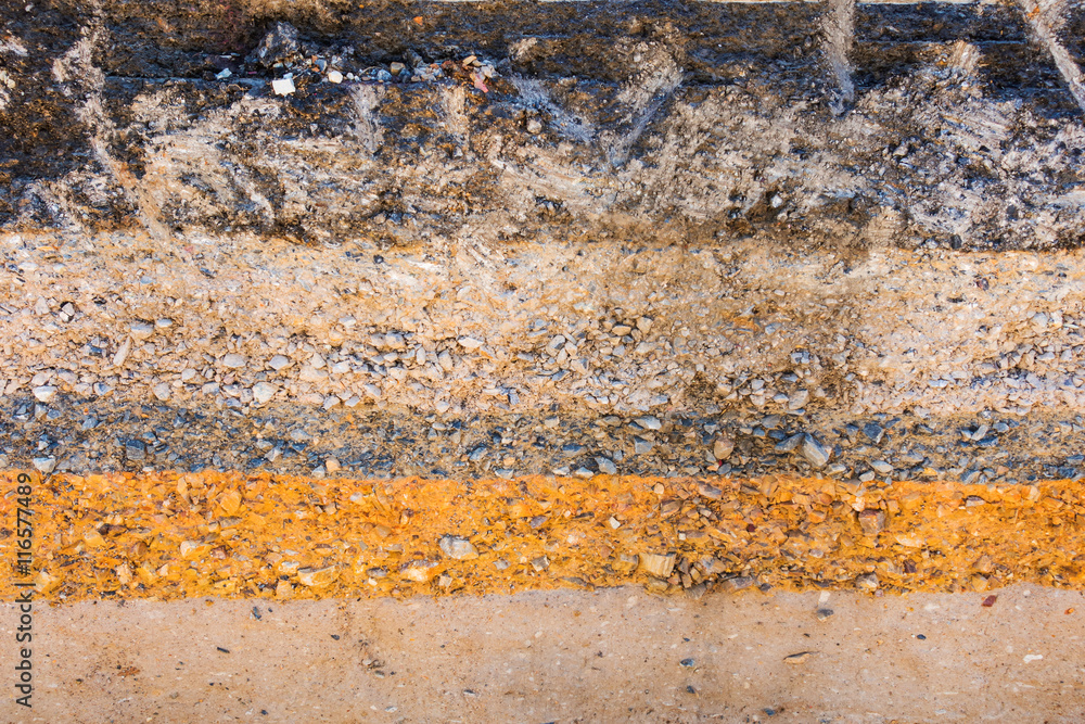 Layers soil and rock of traffic road, Layer soil paving, Layer o Stock ...