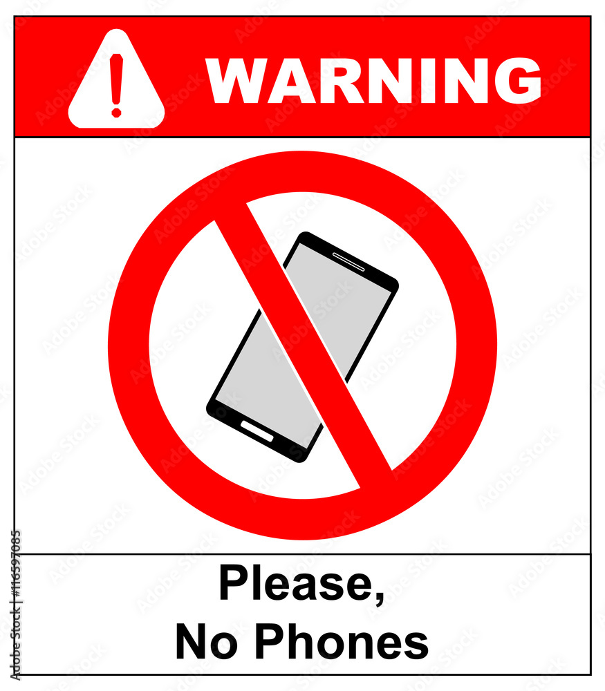 No cell phone sign. Mobile phone ringer volume mute sign. No smartphone ...