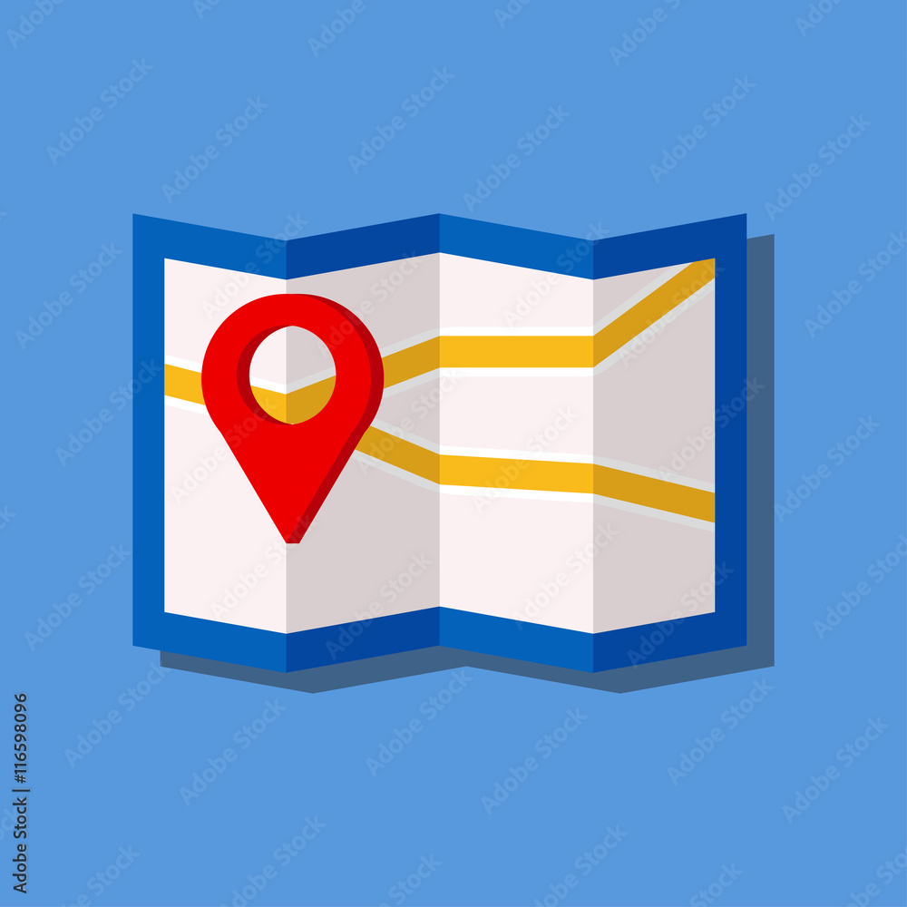 flat image map on a blue background Stock Vector | Adobe Stock