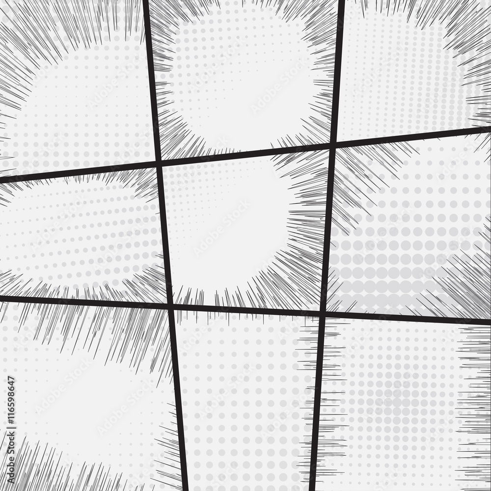 Comic book set frame black and white radial lines background Manga ...
