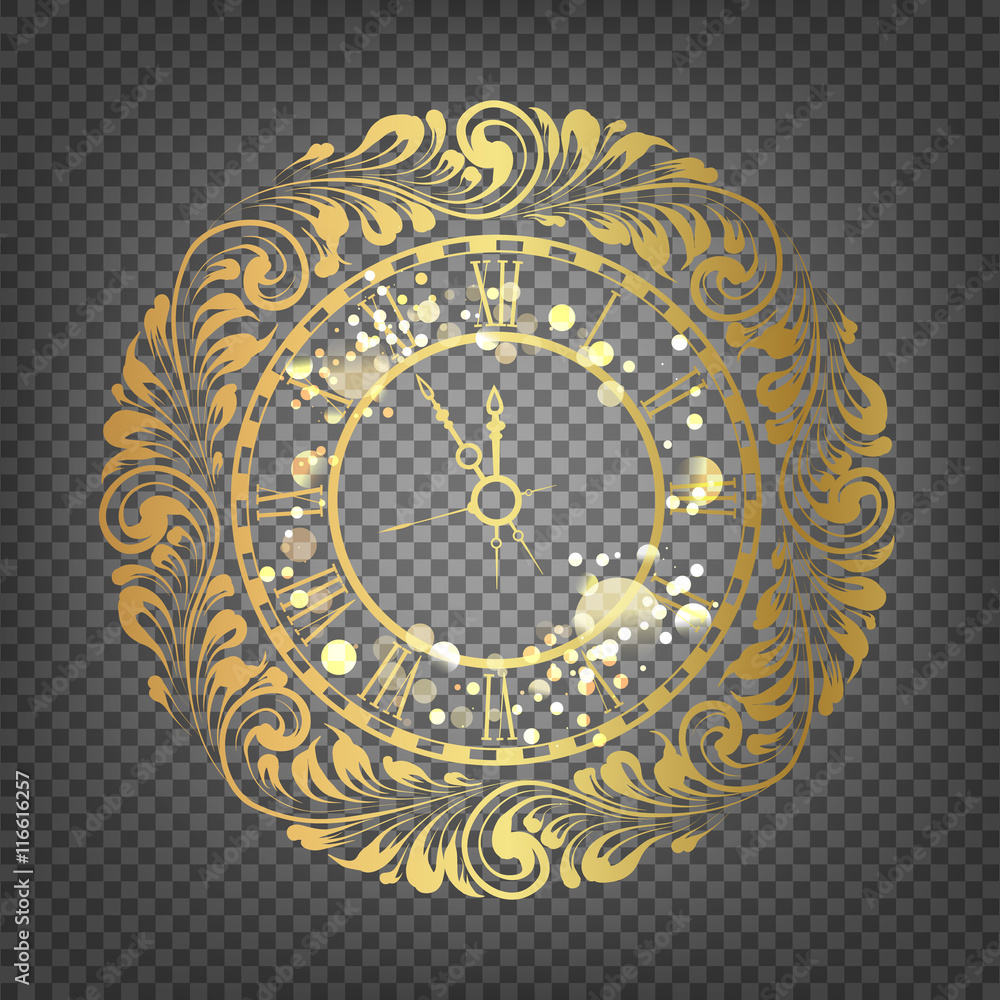 Golden time - symbol of 2017 year. Golden christmas clock decoration on ...
